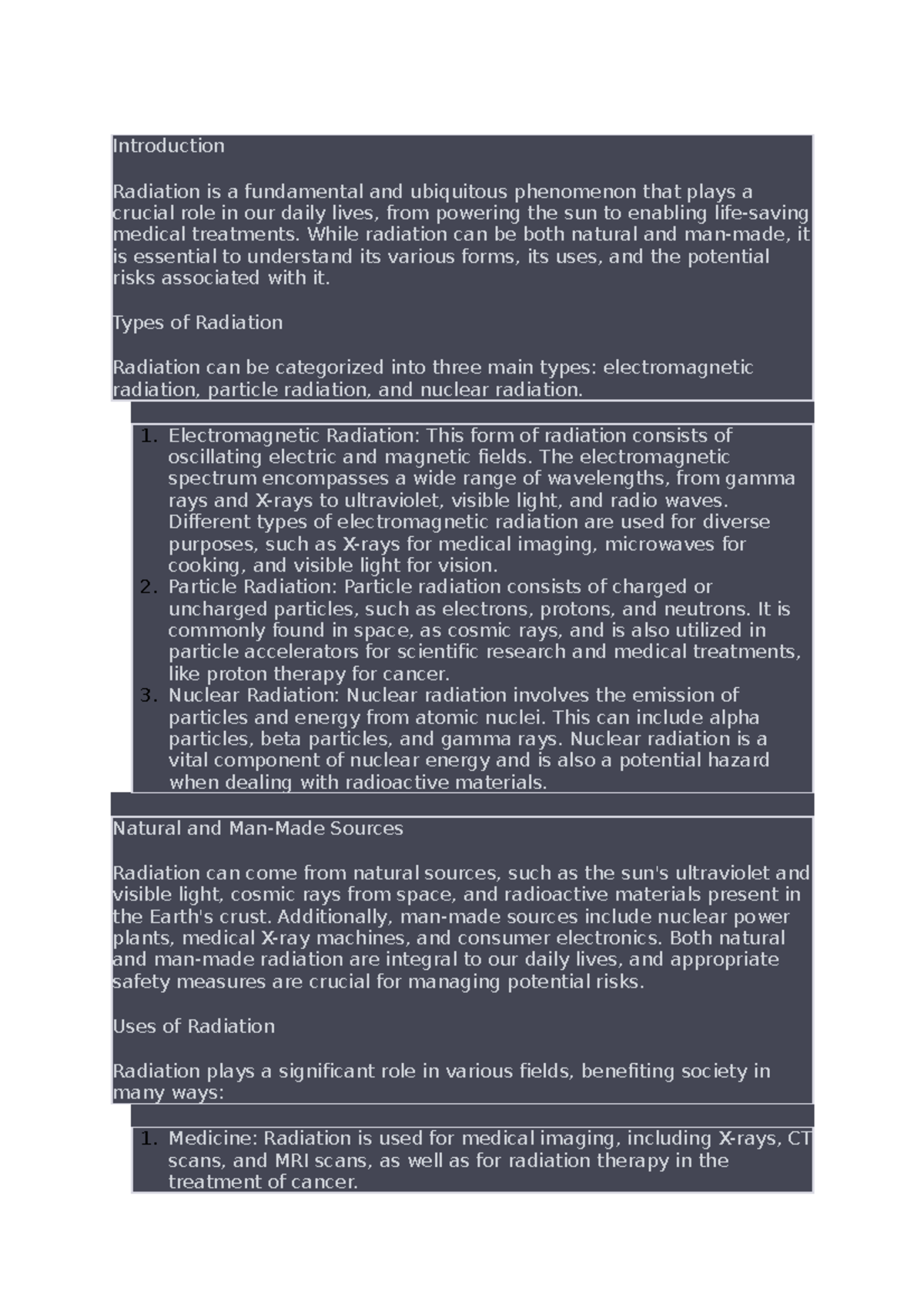Radiation - Introduction Radiation is a fundamental and ubiquitous ...