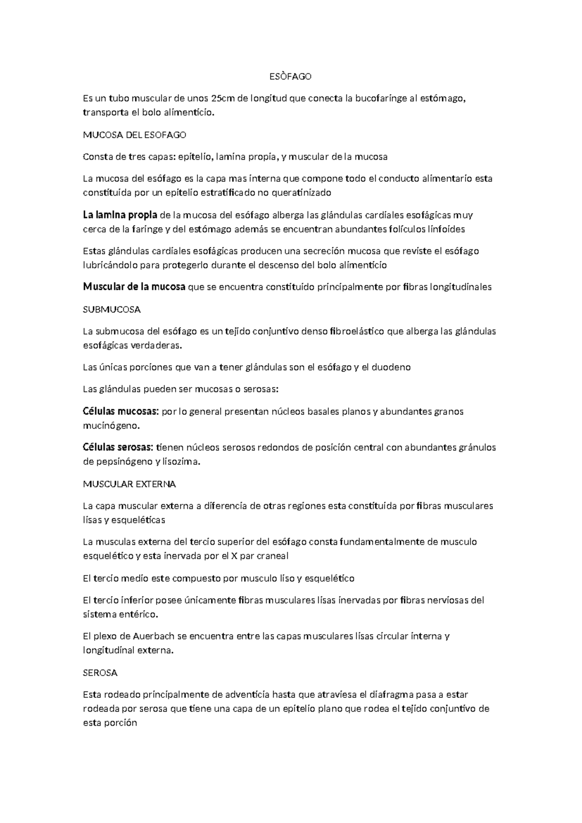 Esòfago - ESÒFAGO Es un tubo muscular de unos 25cm de longitud que ...