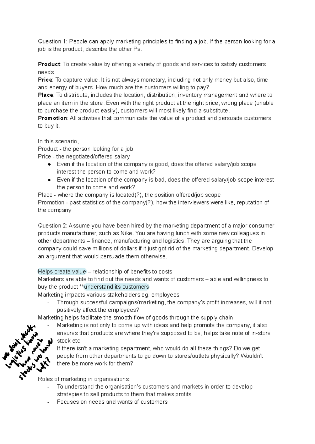 Tutorial 1 Importance of Marketing - Question 1 : People can apply ...