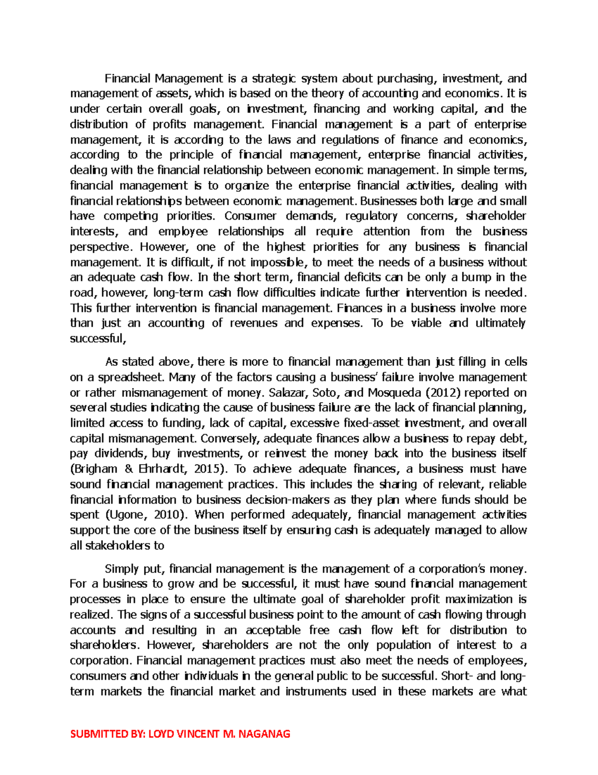 Activity 2 - marketing 101. - Financial Management is a strategic ...