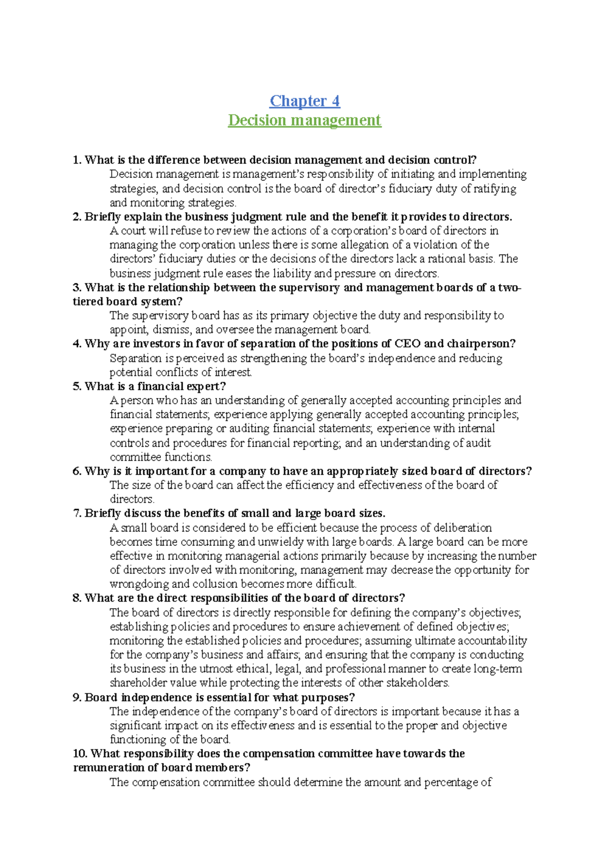 Ch04 Decision Management - Chapter 4 Decision management What is the difference between decision ...