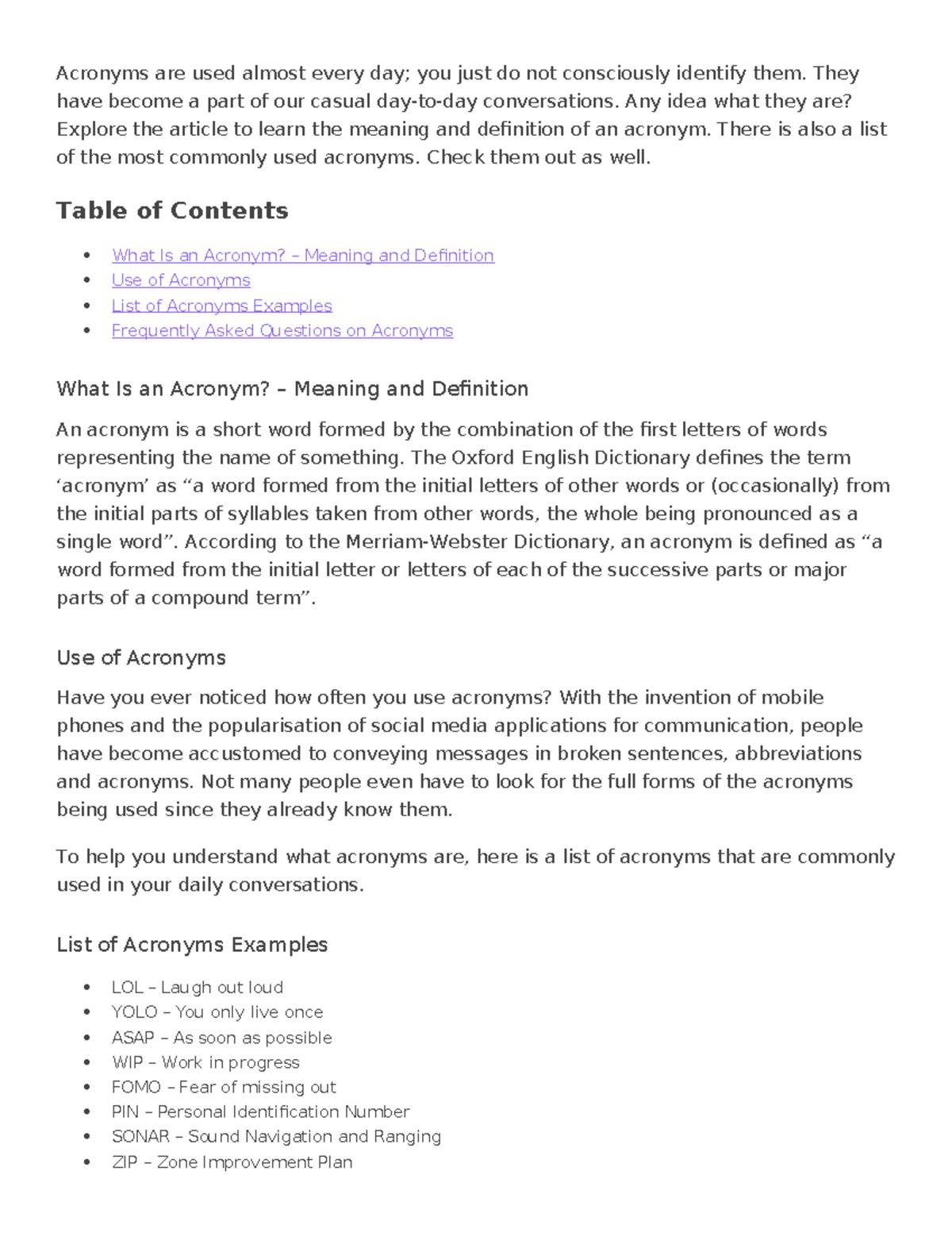 Acronyms Examples - Acronyms are used almost every day; you just do not ...