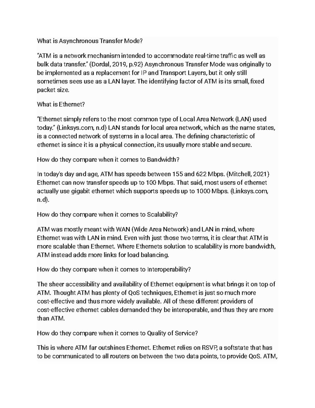 CS 2204 Discussion W1 - What is Asynchronous Transfer Mode? "ATM is a network mechanism - Studocu