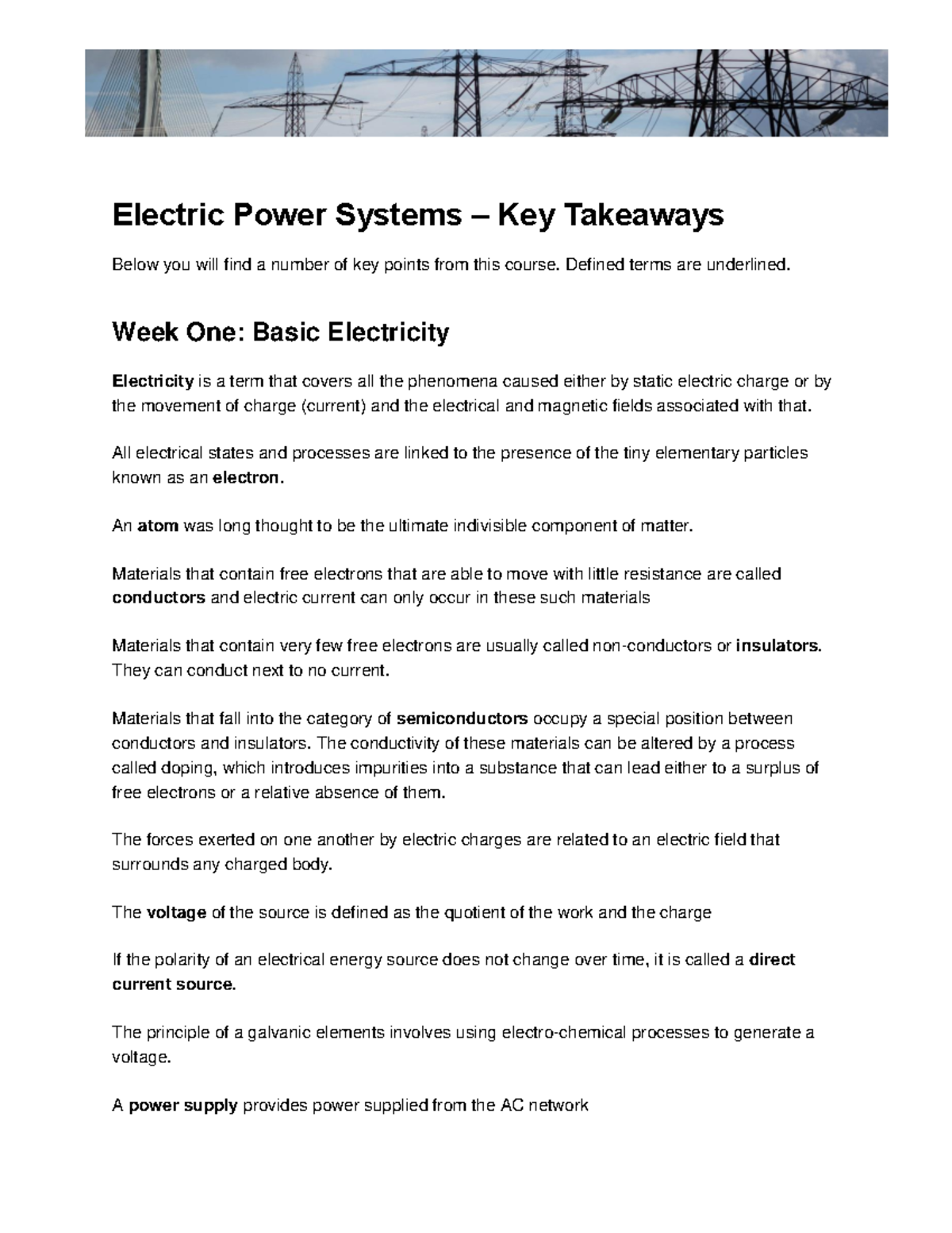 Electric Power Systems Key Takeaway - Electric Power Systems – Key ...