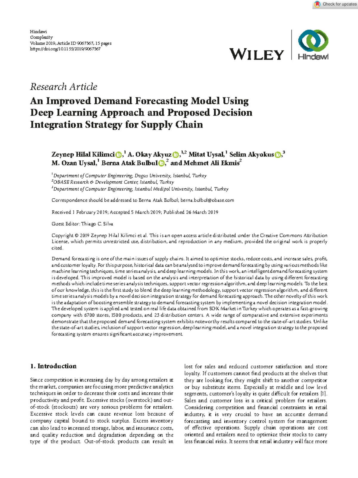 Demand Forcasting Good Luck Research Article An Improved Demand