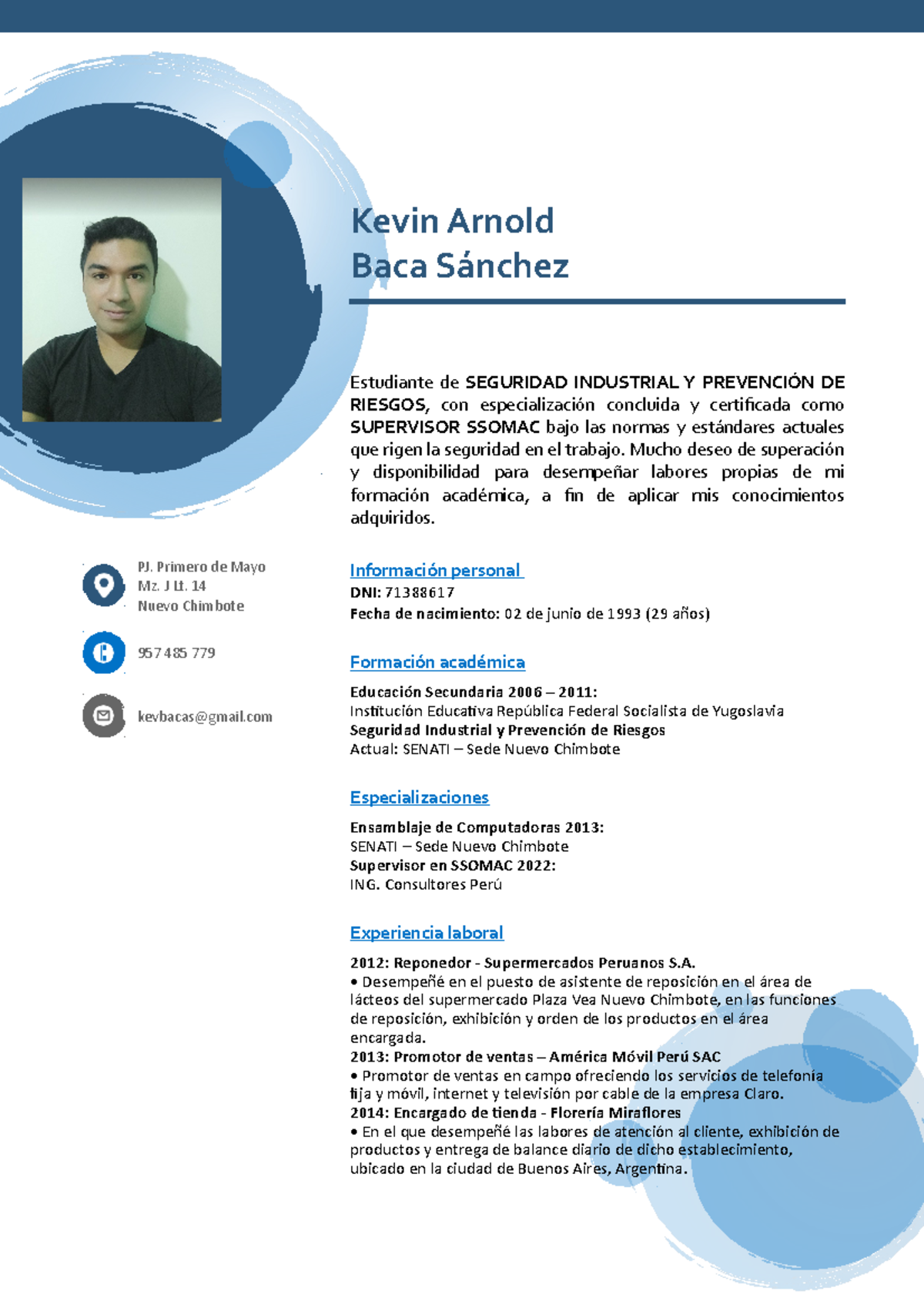 Kevin Baca CV 2023 - comparto mi experencia en el area - Kevin Arnold ...