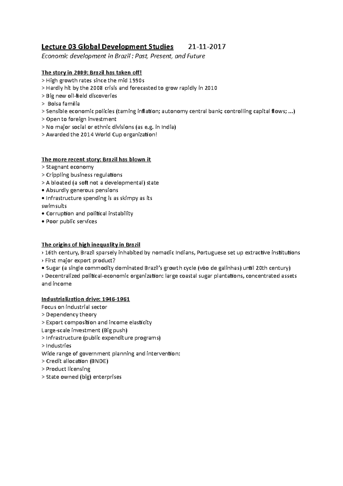 Lecture 03 Global Development Studies 21 - Lecture 03 Global ...