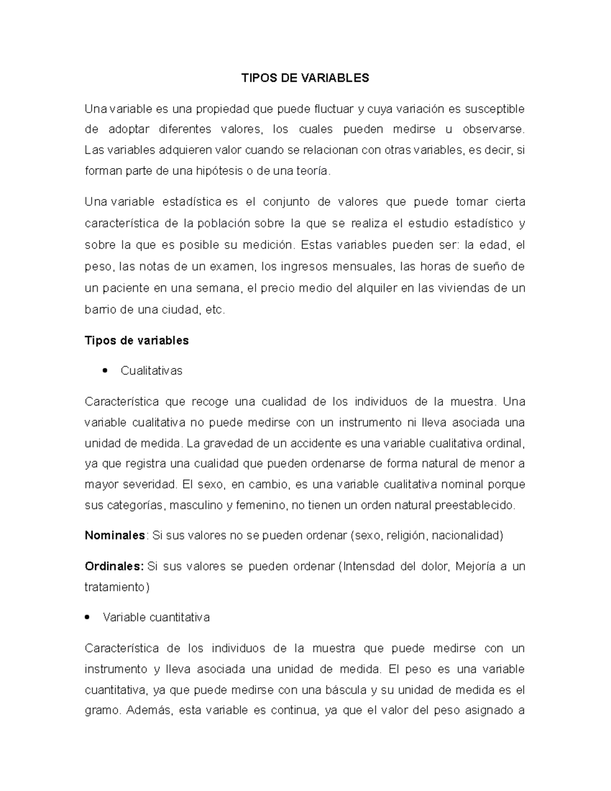 Tipos DE Variables - TIPOS DE VARIABLES - Studocu