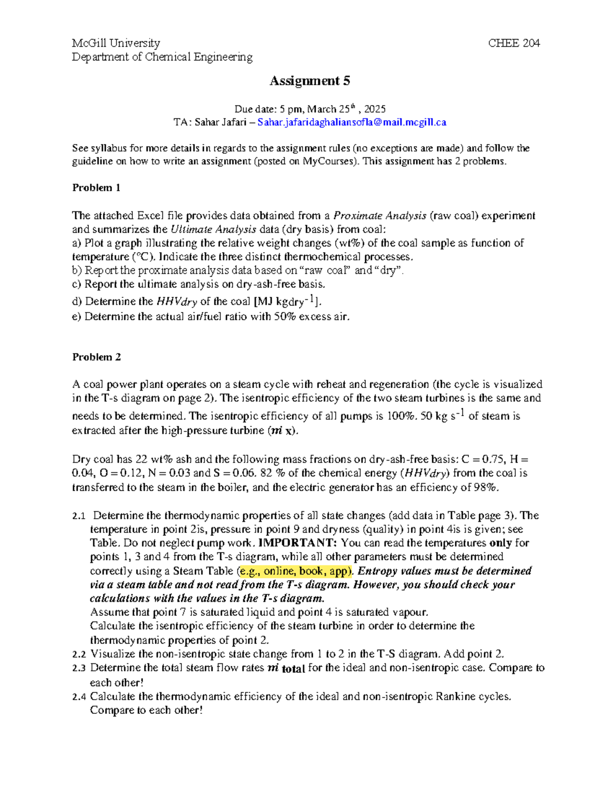 2024 CHEE204 Assignment 5 - Department of Chemical Engineering ...