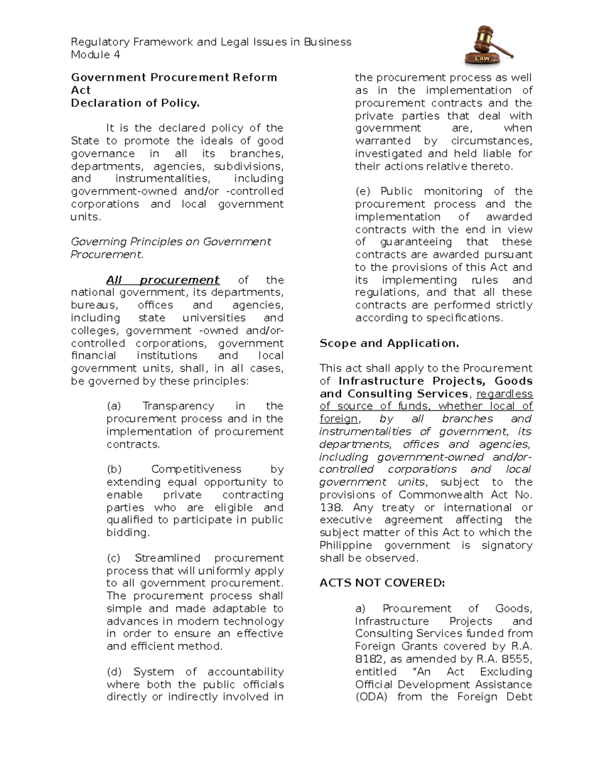 Module 4(3) - :D - Module 4 Government Procurement Reform Act ...