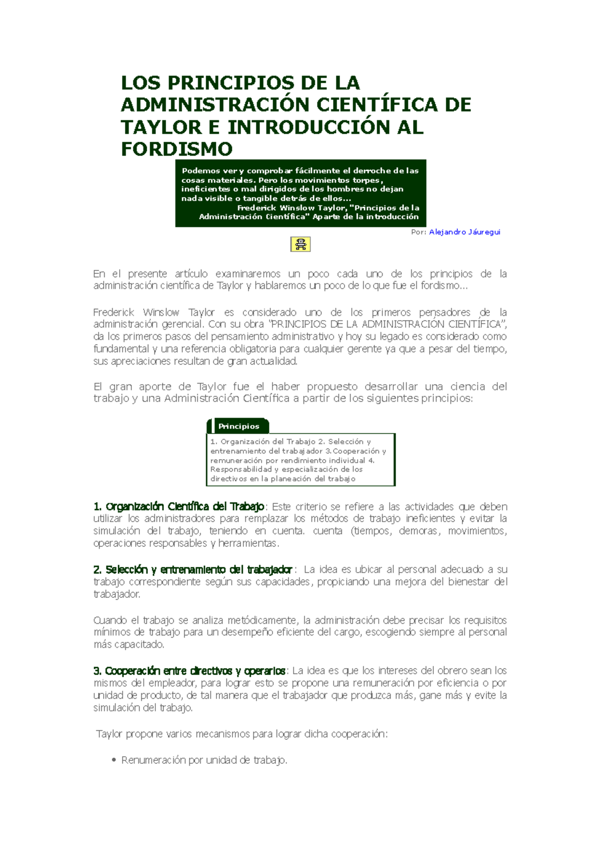 Taylor y Fordismo - hi - LOS PRINCIPIOS DE LA ADMINISTRACIÓN CIENTÍFICA ...