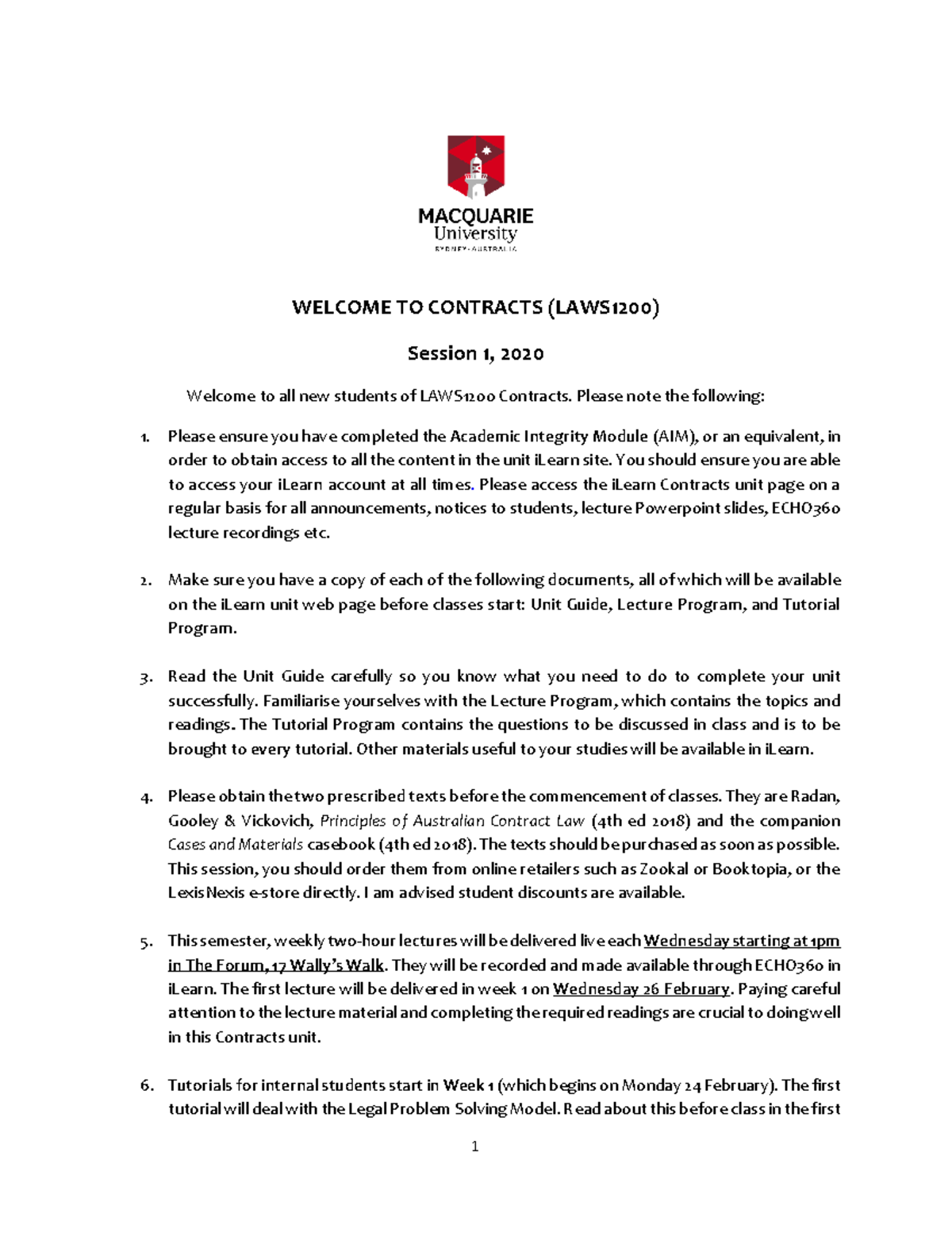 Welcome TO Contracts - Warning: TT: undefined function: 32 1 WELCOME TO CONTRACTS (LAWS1200 ...