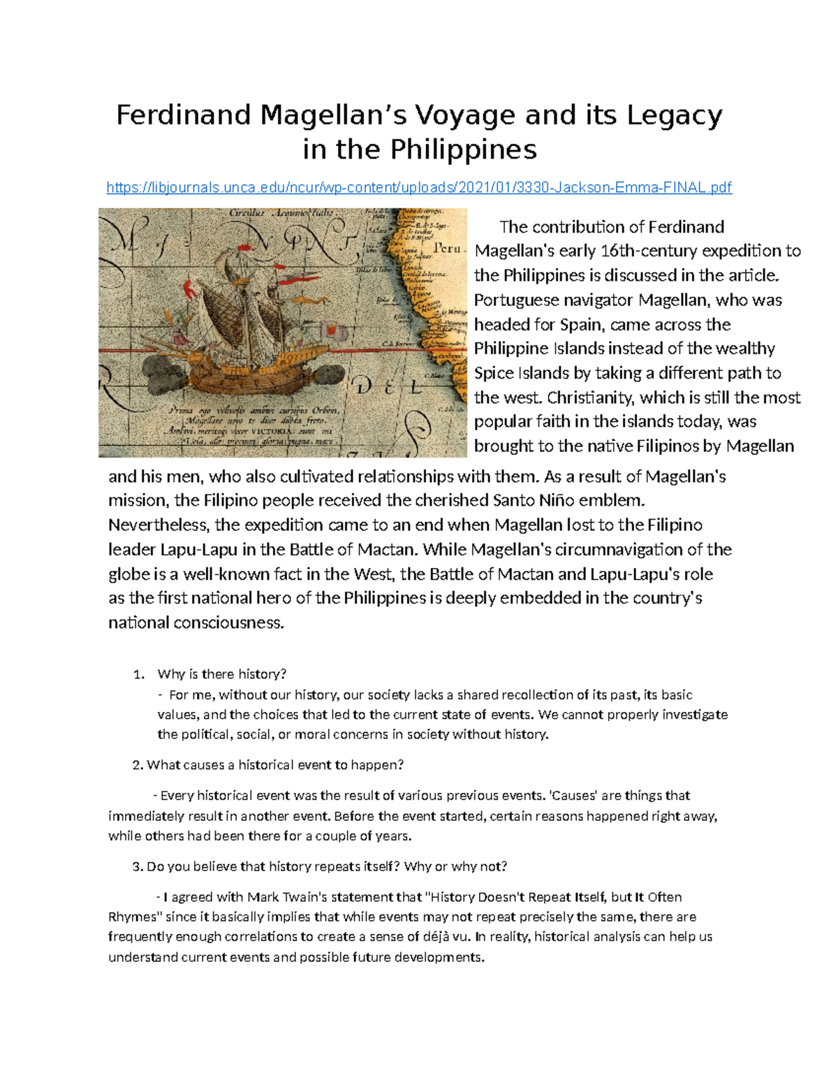 Prelim output 1- striking historical event - Ferdinand Magellan’s ...