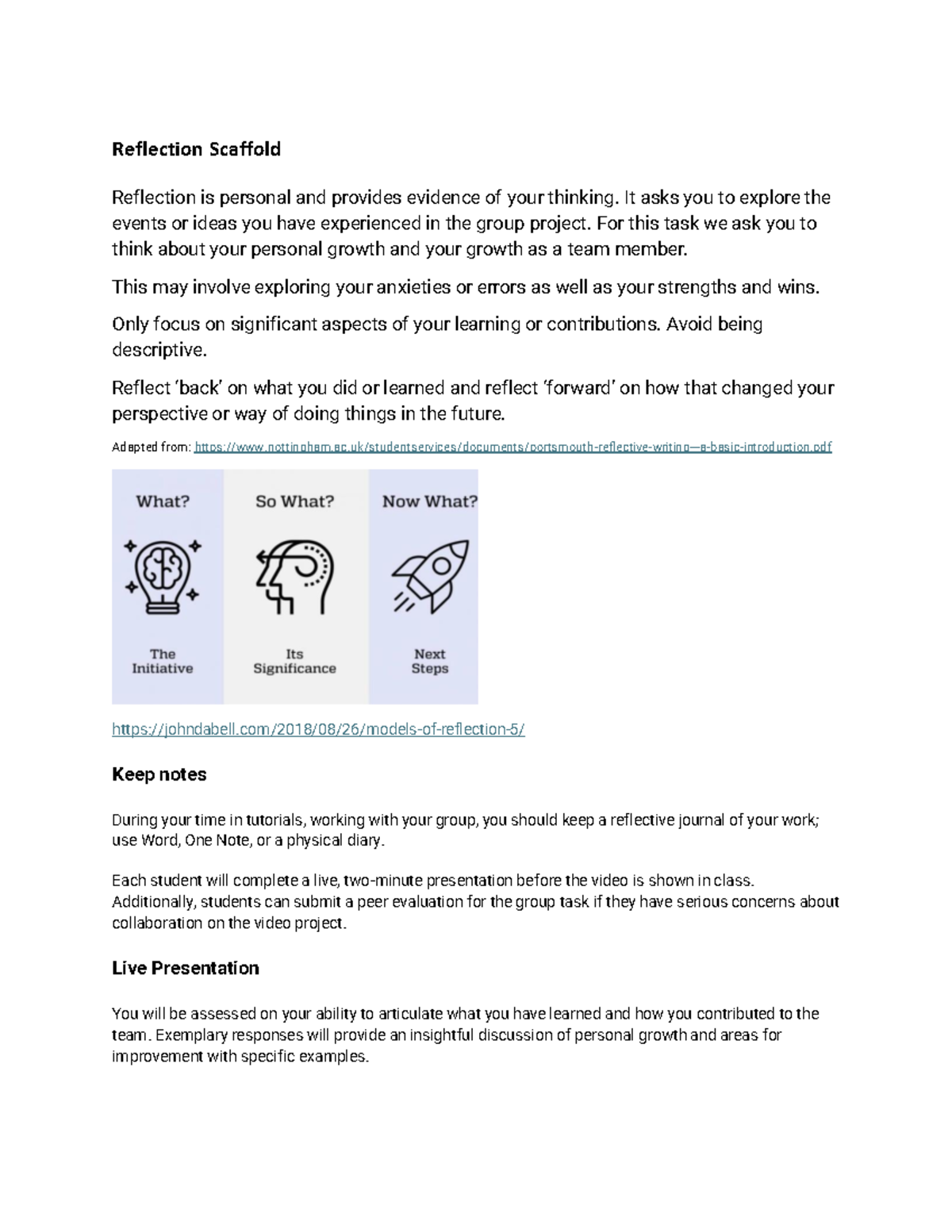 COMM1150 - Reflection Scaffold for A3 - Reflection Scaffold Reflection ...