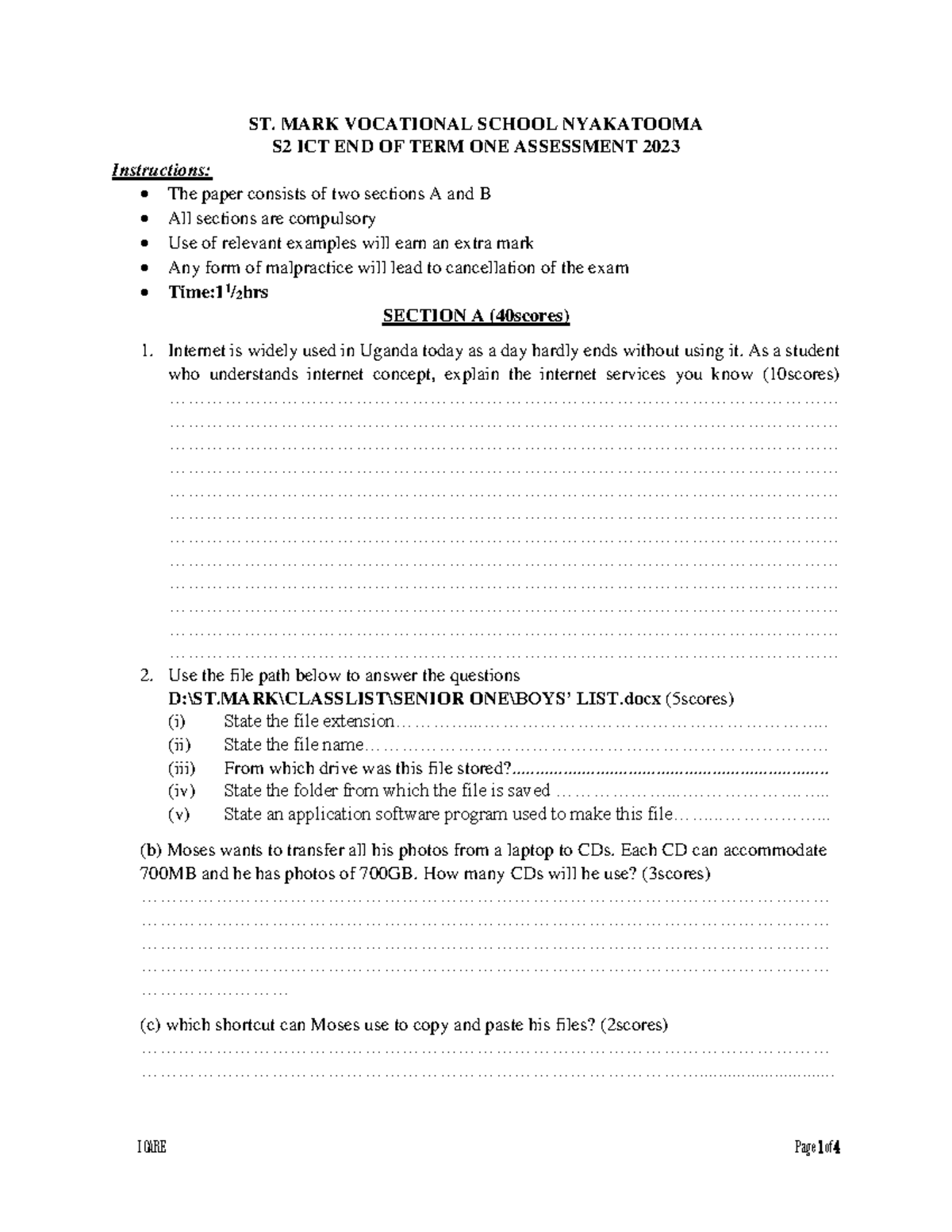 ICT S2-1 - jst - ST. MARK VOCATIONAL SCHOOL NYAKATOOMA S2 ICT END OF ...