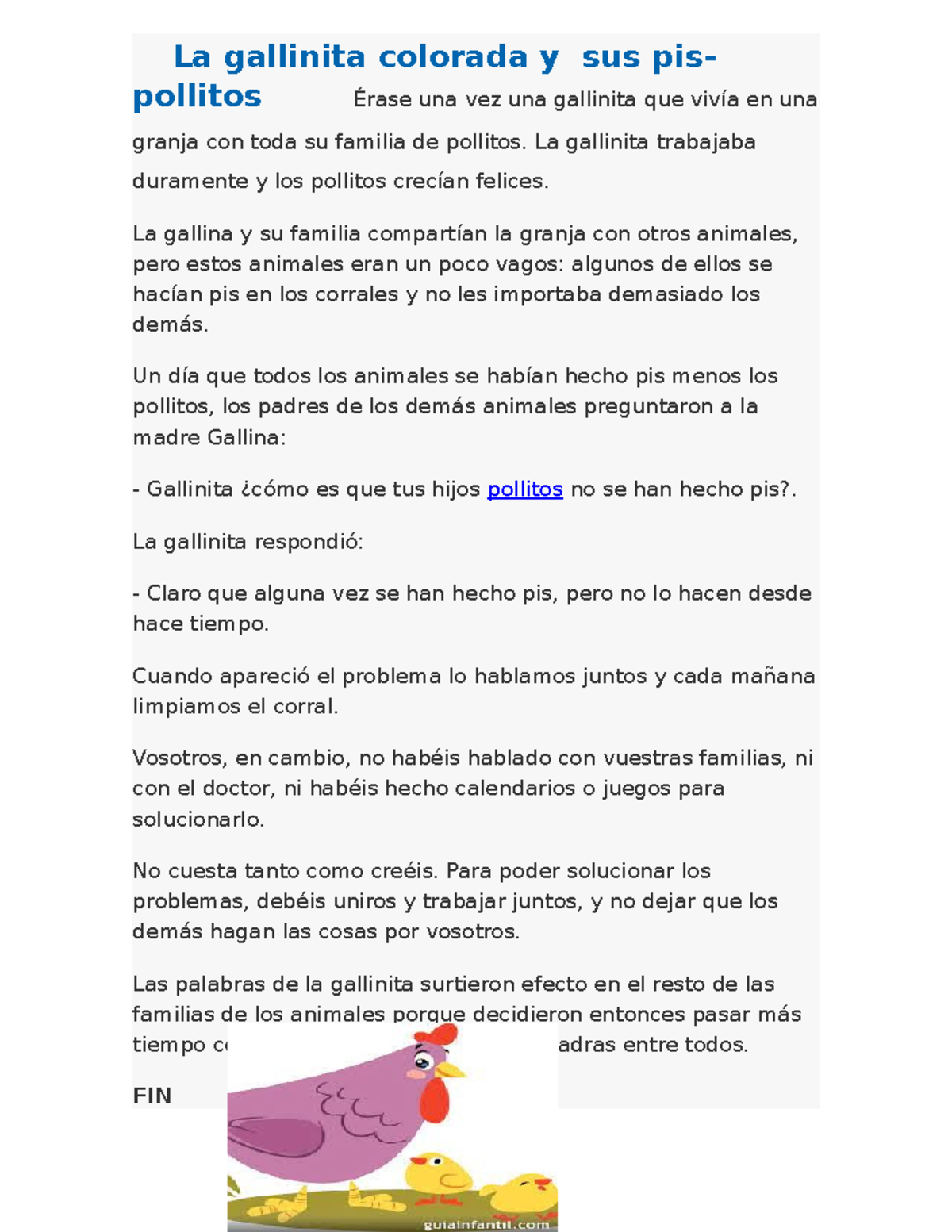 La gallinita colorada - cuentos para niños - La gallinita colorada y ...