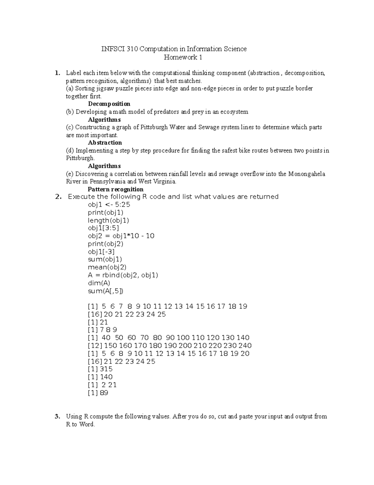 Computation HW1 - Homework 1 for CMPINF0310 - INFSCI 310 Computation in Information Science ...
