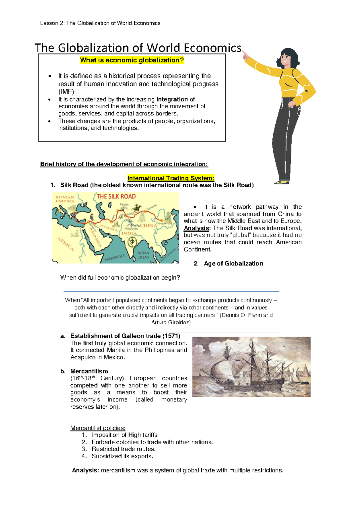 Lesson 2 Lecture Notes - Brief history of the development of economic ...