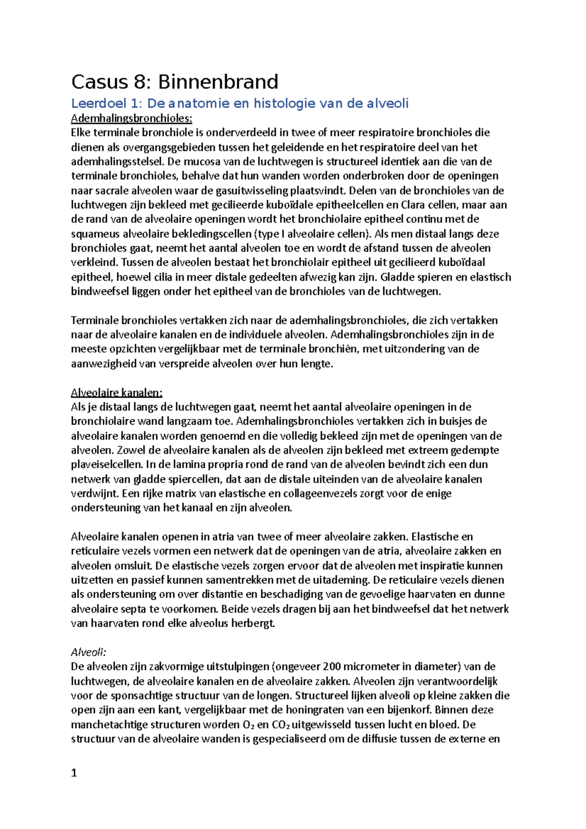 Casus 8 Binnenbrand (CO intoxicatie) - Casus 8: Binnenbrand Leerdoel 1 ...