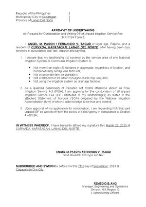 Return Endorsement (BIMO) (NEW Header) - DEPARTMENT OF AGRICULTURE ...