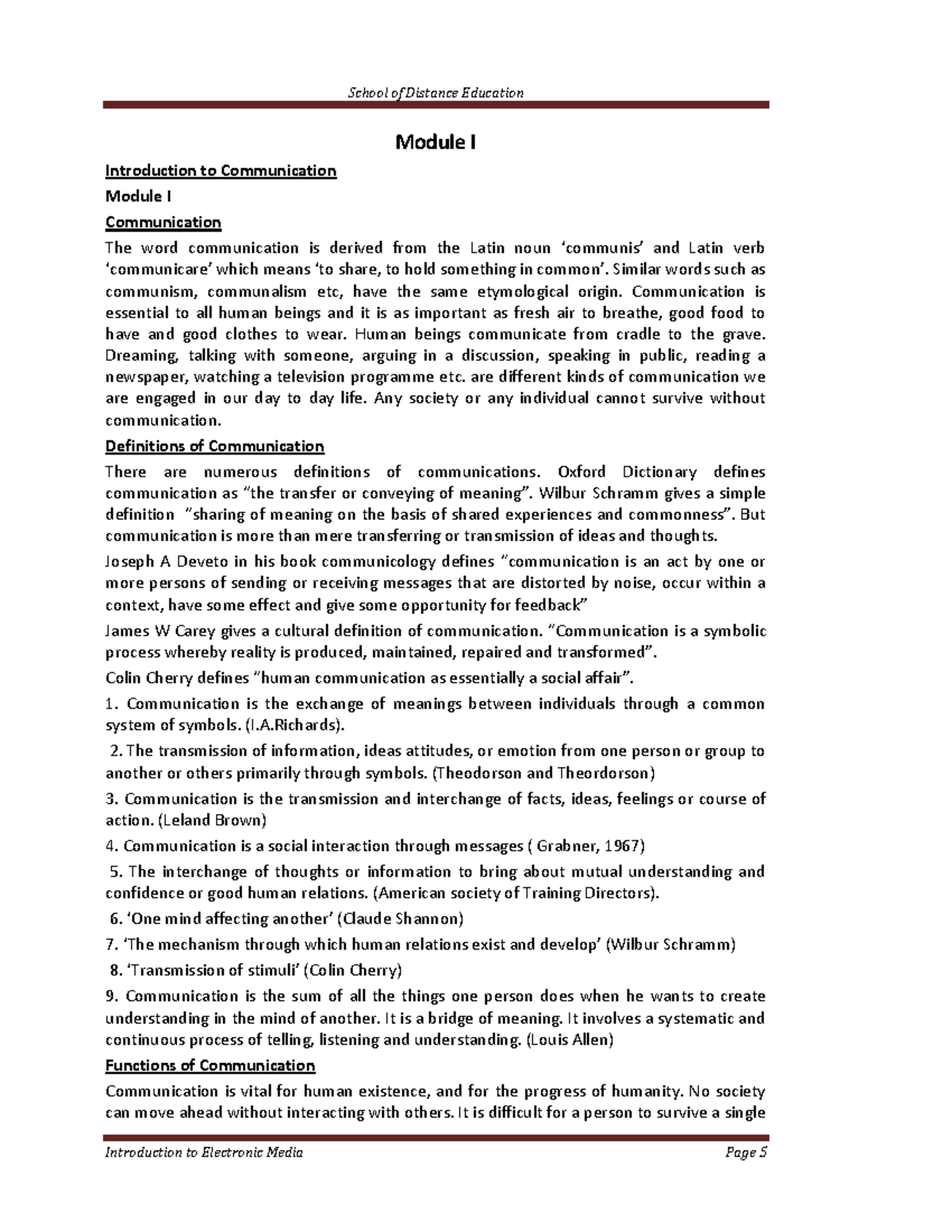 Last hopr - English BA - Module I Introduction to Communication Module ...