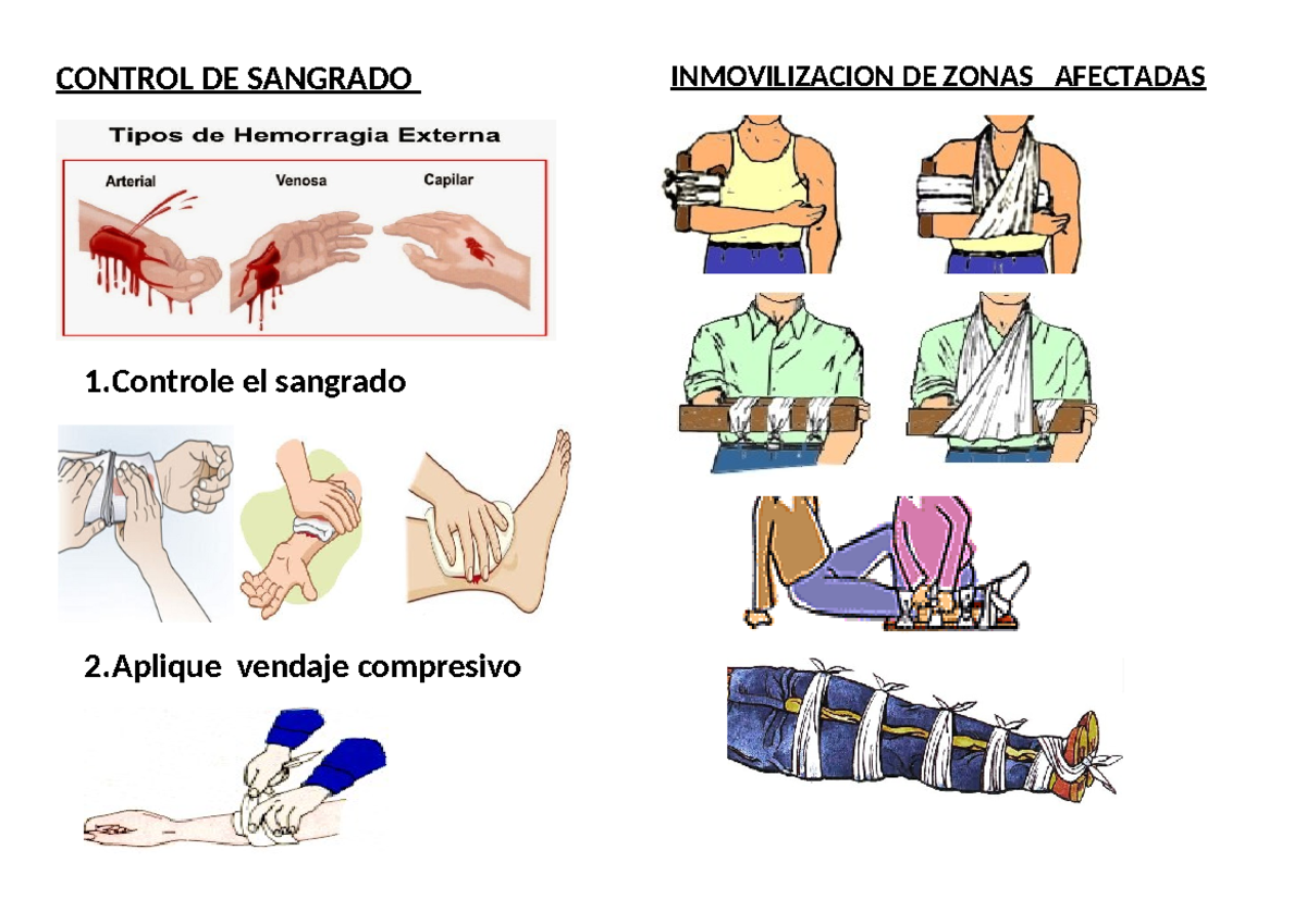 Diptico Primeros Auxilios - profesionalismo medico - CONTROL DE SANGRADO 1 el sangrado 2 vendaje ...