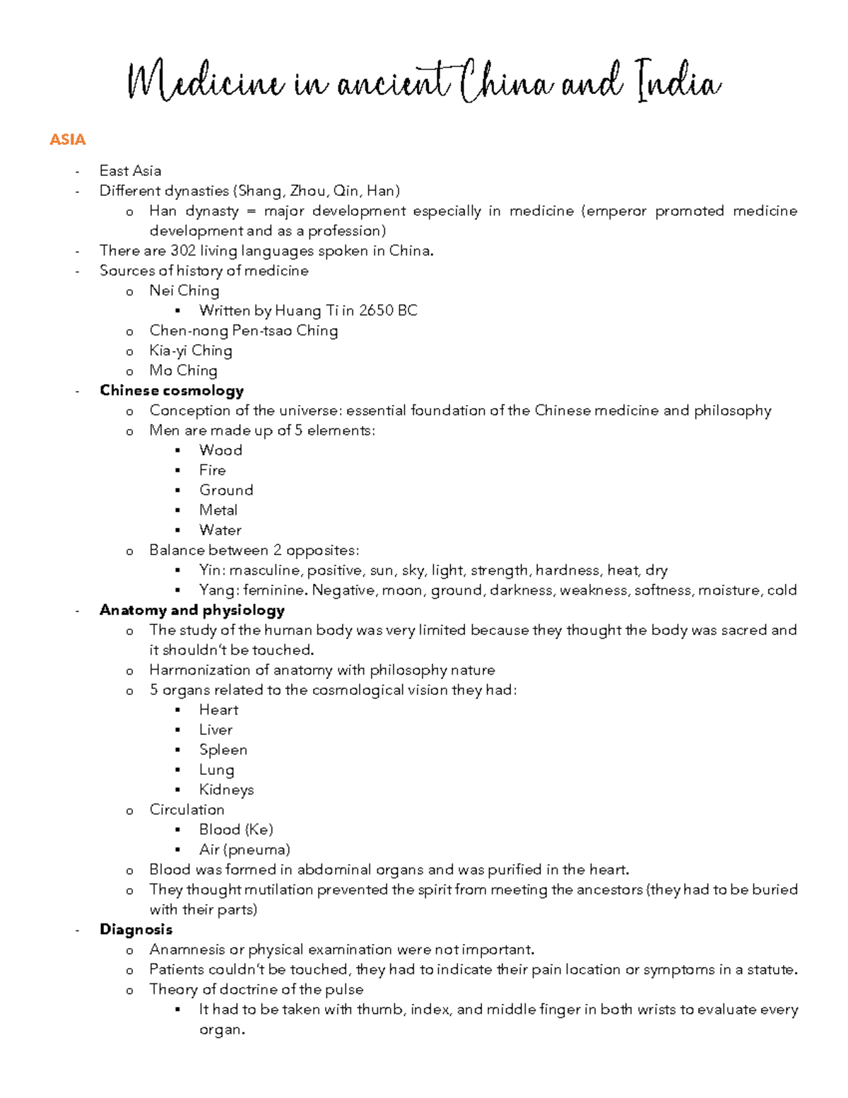 Medicine in ancient China - ASIA East Asia Different dynasties (Shang ...