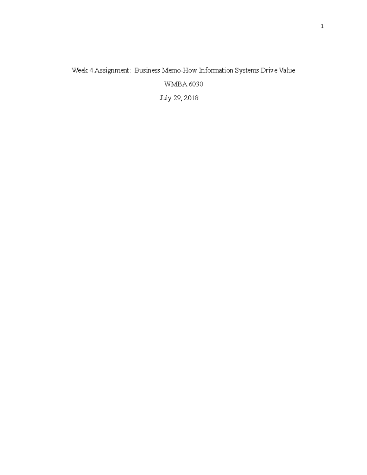 Week 4 Assignment (Amazon) - Week 4 Assignment: Business Memo-How ...