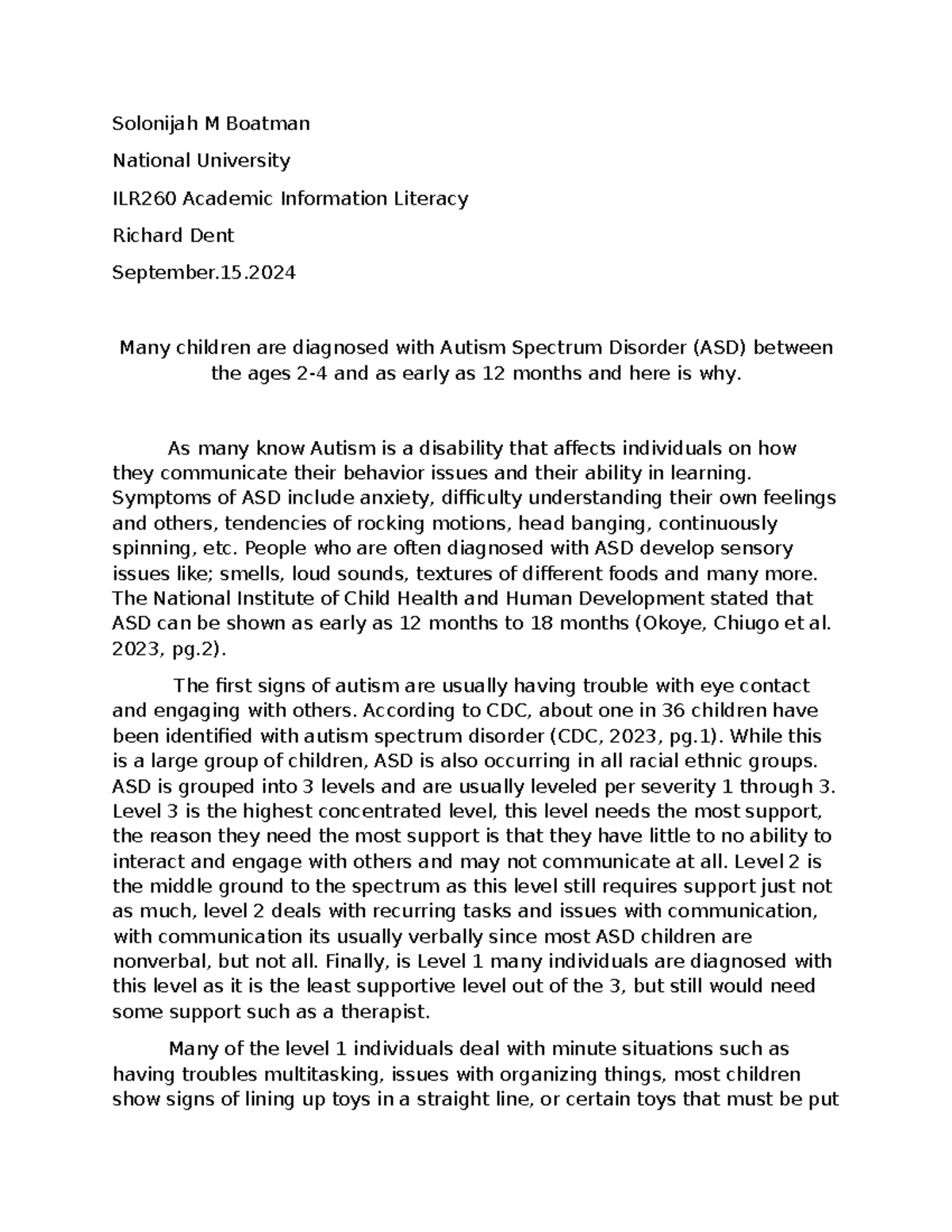 Rough Draft Informative Essay - Solonijah M Boatman National University ...