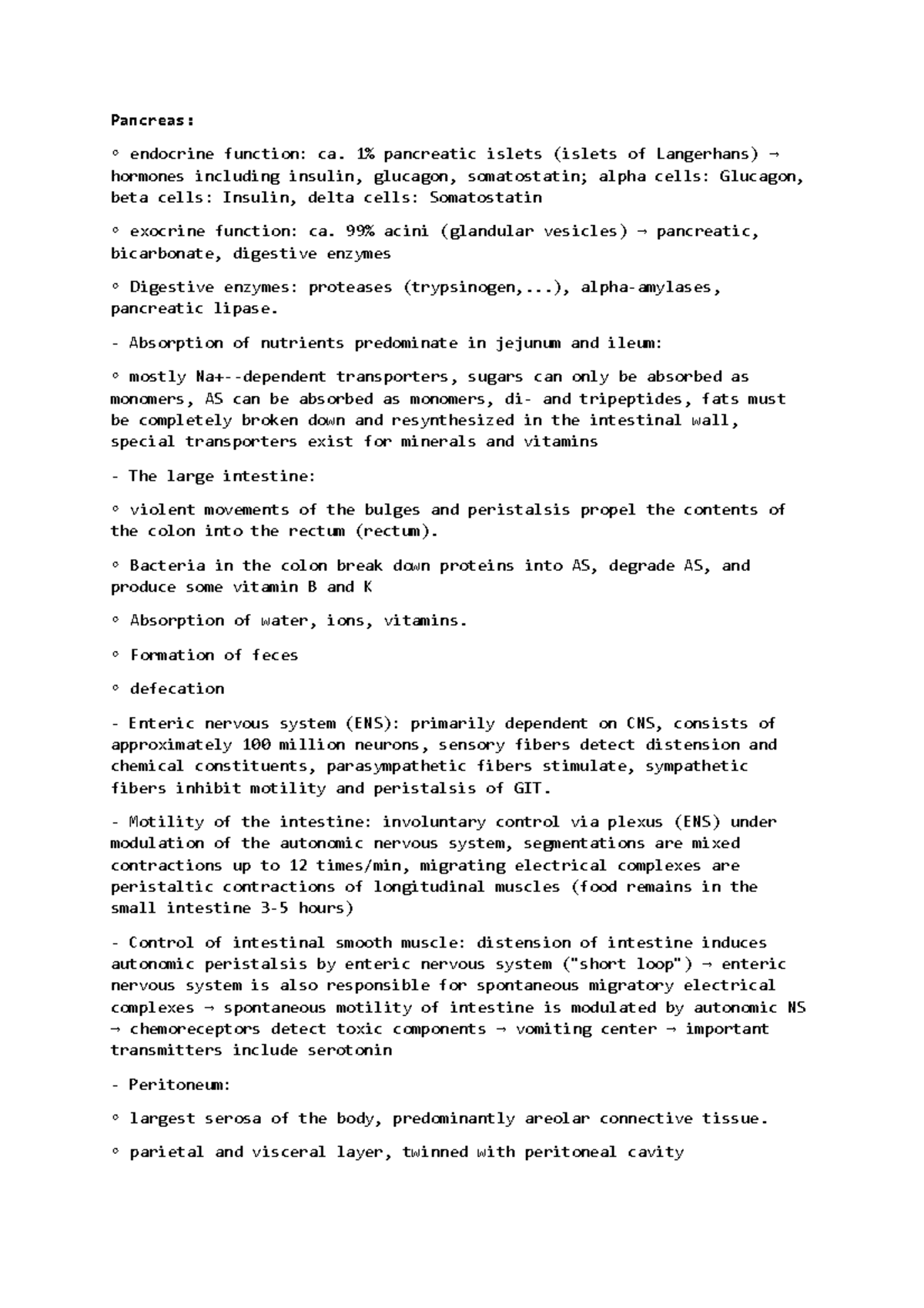 Pancreas - Lecture notes 1 - BIOL 430 LEC - ARC - Studocu