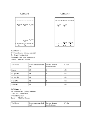Lab 5 TLC plates and calculations - TLC Plate #1 TLC Plate # 2 TLC ...