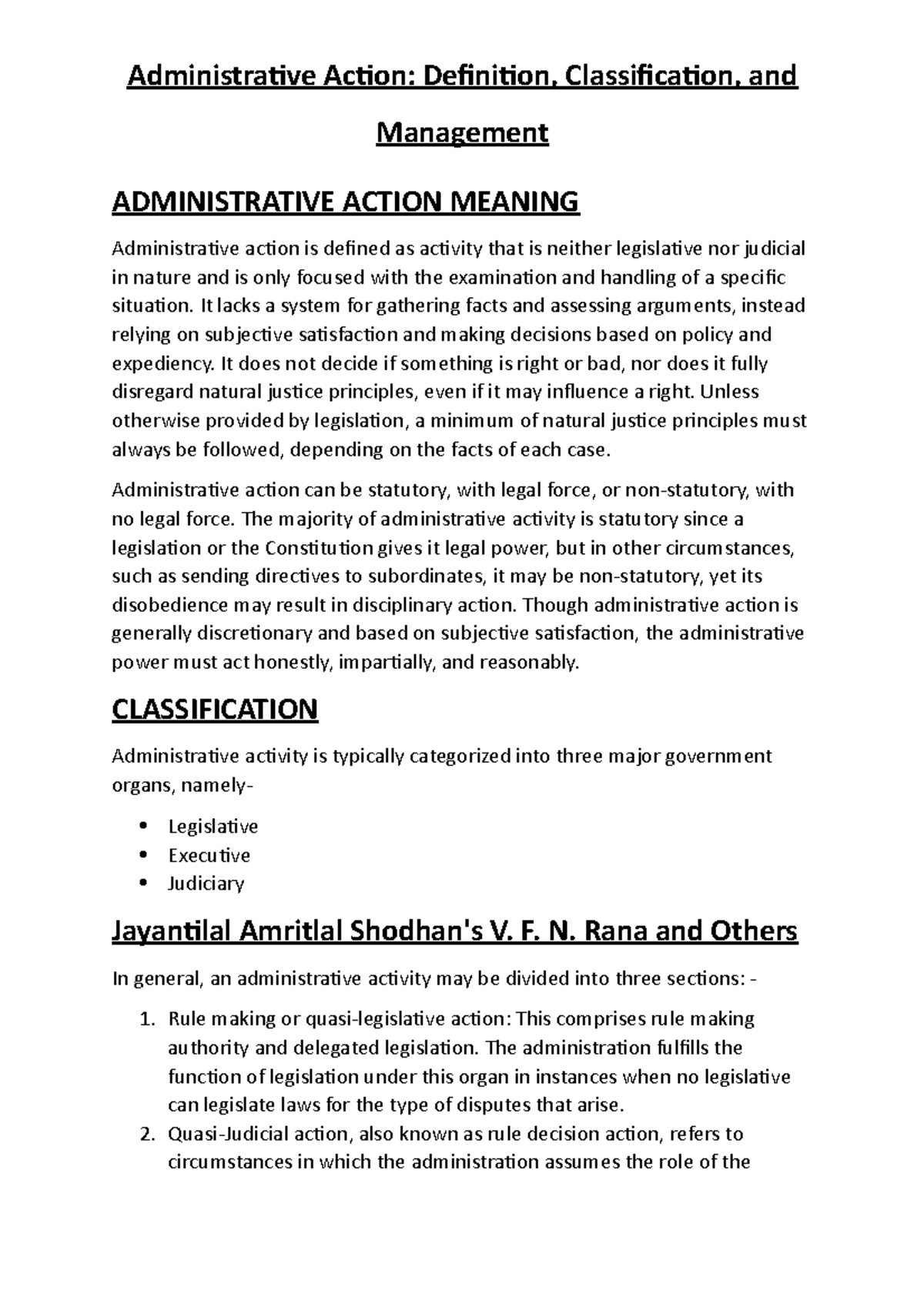 Administrative Action - It lacks a system for gathering facts and ...
