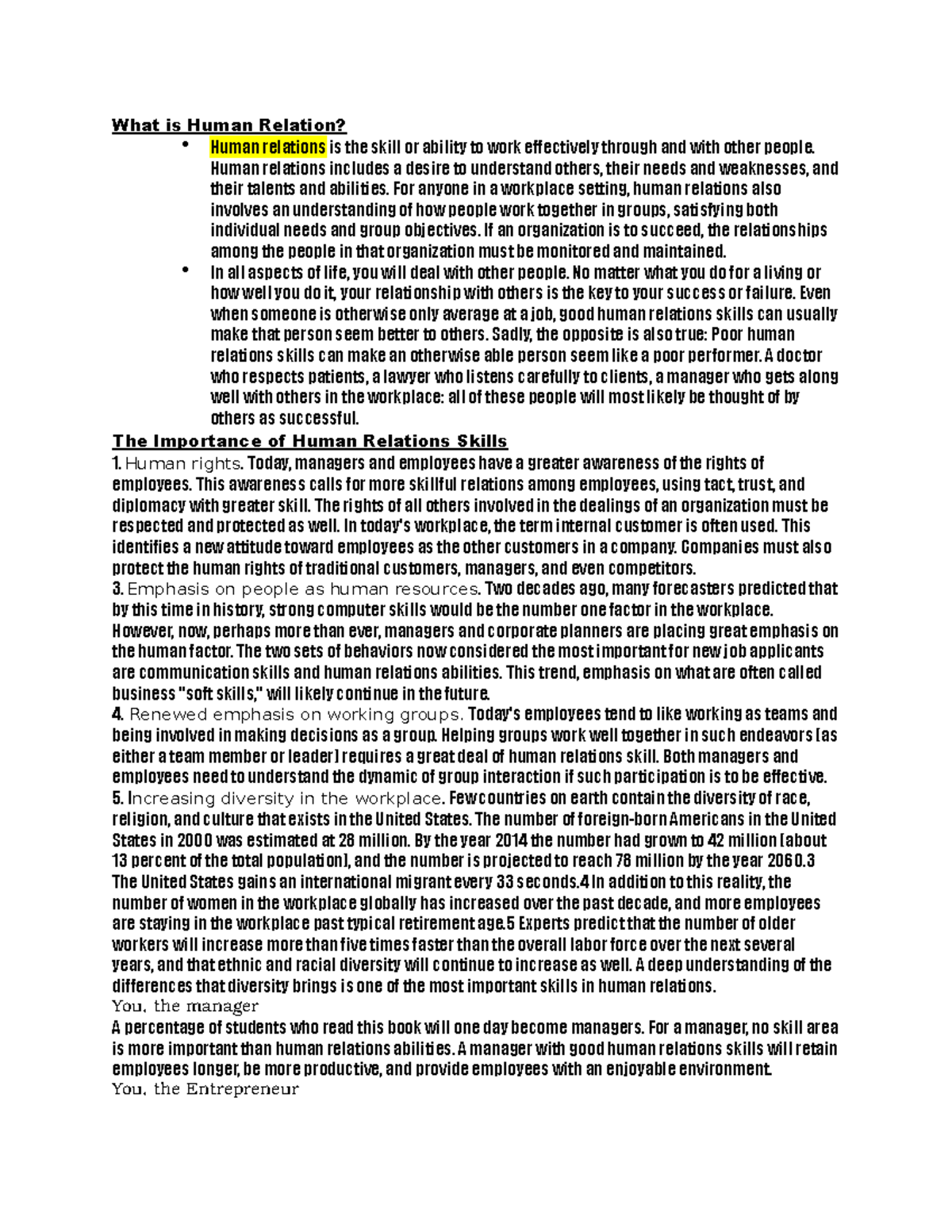 Chap. 1 Human Relation Background - What is Human Relation? Human ...