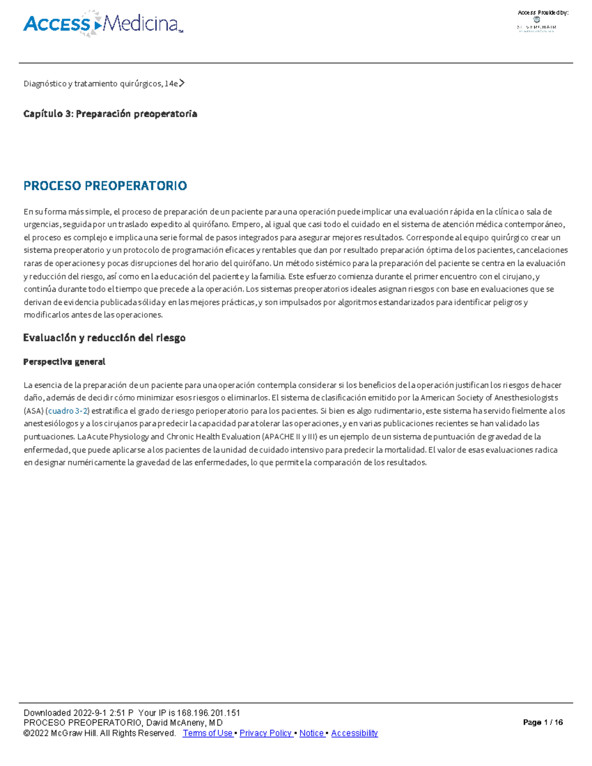 Proceso Preoperatorio - Diagnóstico y tratamiento quirúrgicos, 14eï ...