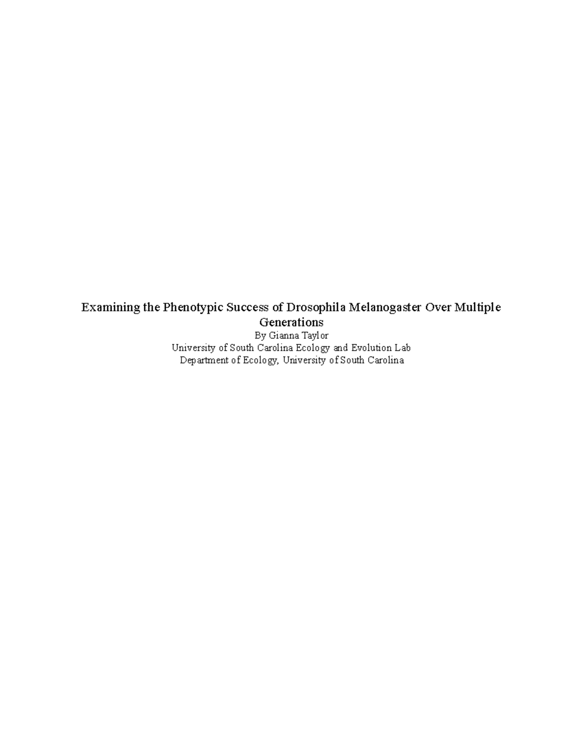 LAB Report 2- Drosophila Melanogaster - Examining the Phenotypic ...