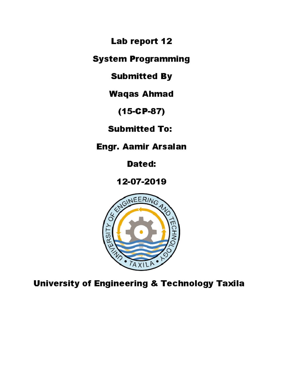 LAB Report NO 12 - System programming practical solutions - Warning: TT ...