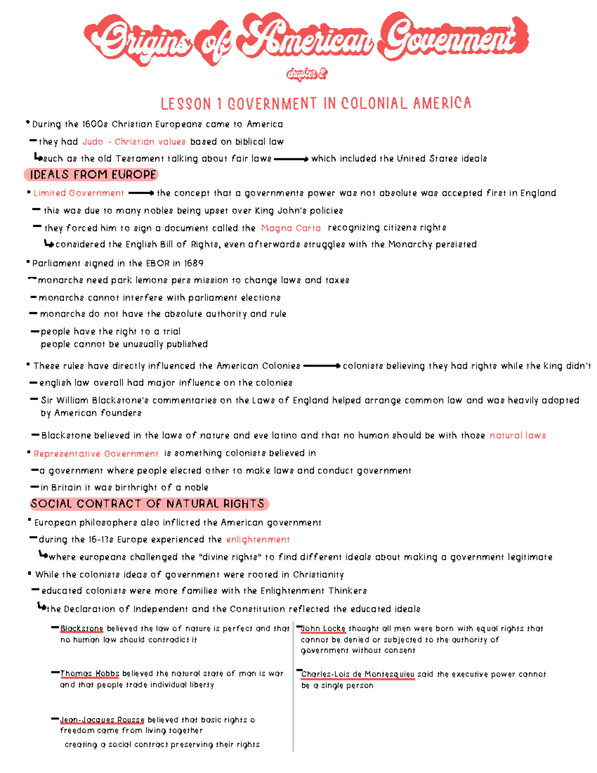 Origins of Government in Colonial America - Studocu