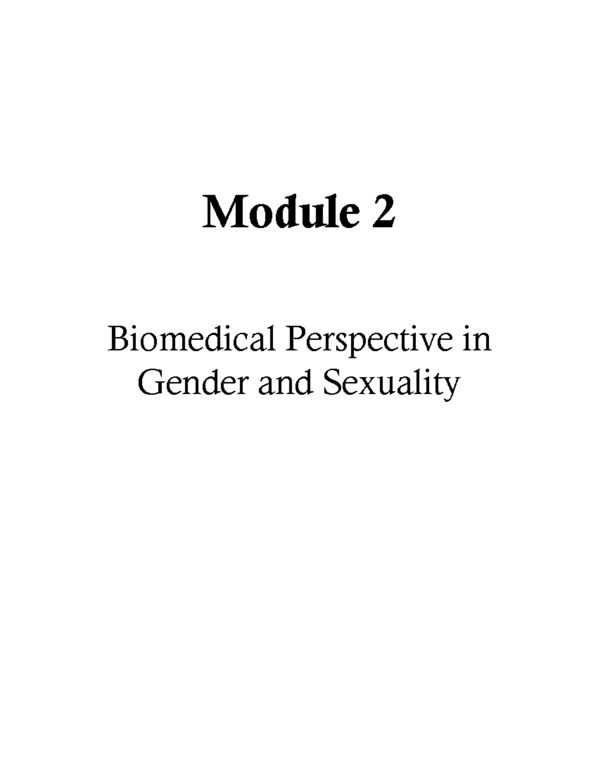 Gender Society Module 2 - Module 2 Biomedical Perspective in Gender and ...