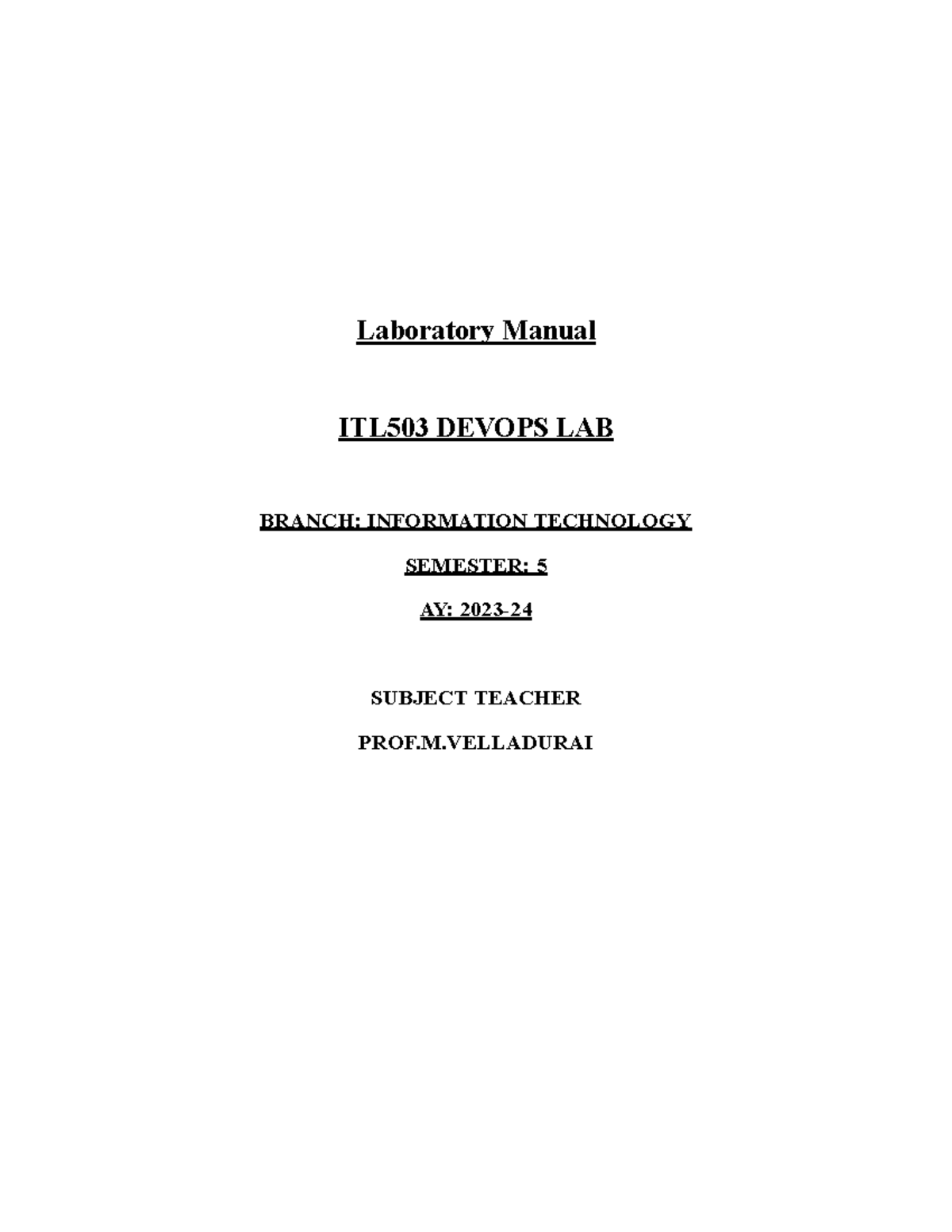Development lab update - Laboratory Manual ITL503 DEVOPS LAB BRANCH ...