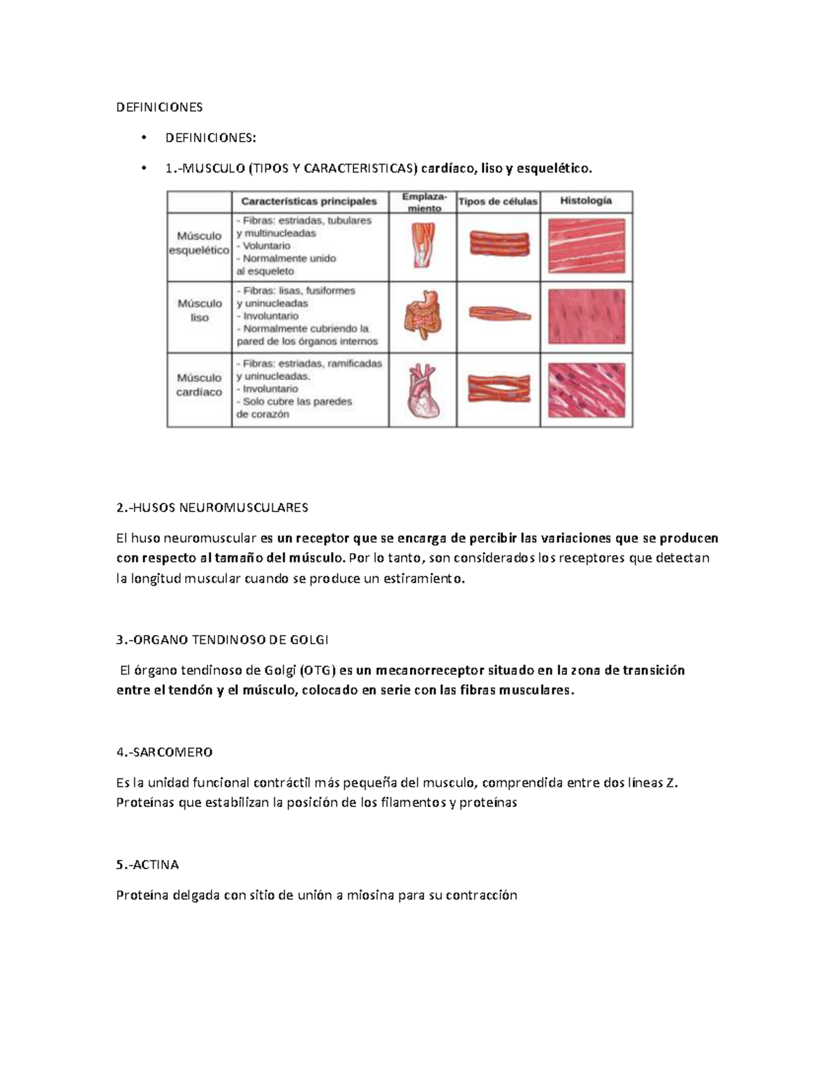Definiciones - DEFINICIONES • DEFINICIONES: 1.-MUSCULO (TIPOS Y ...