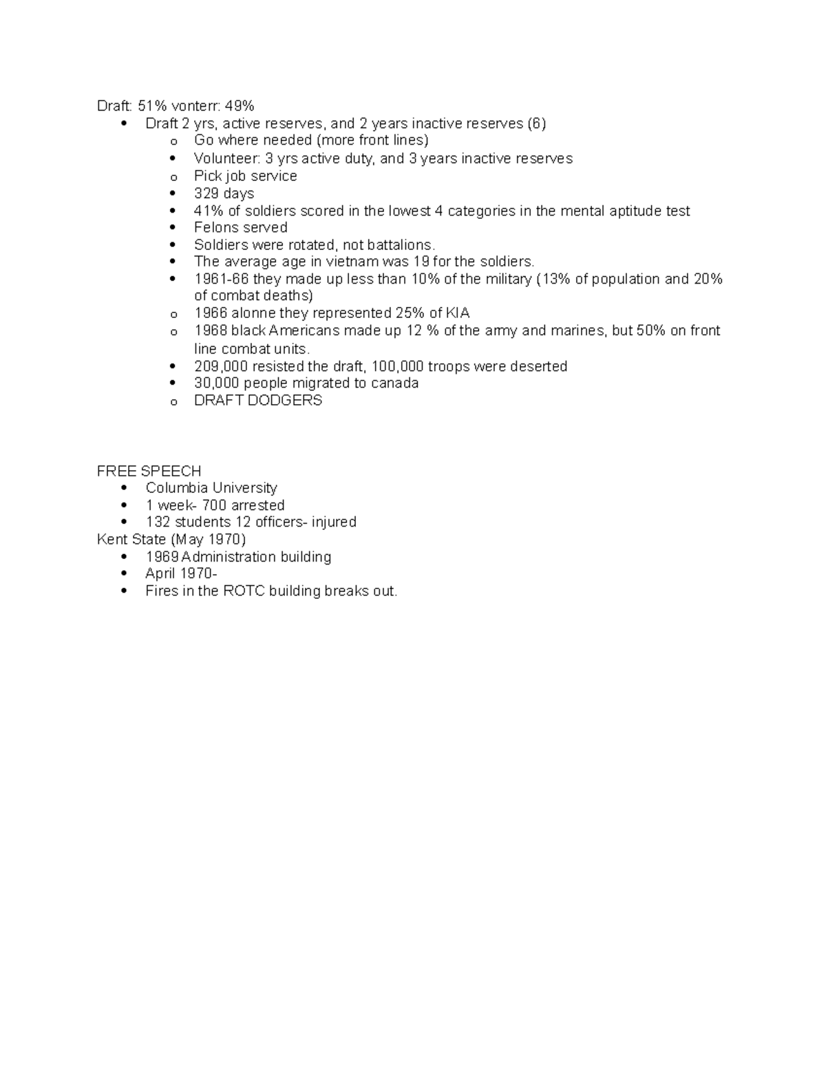 HIST195notes 1 - notes on racism in America and the Vietnam war - Draft ...