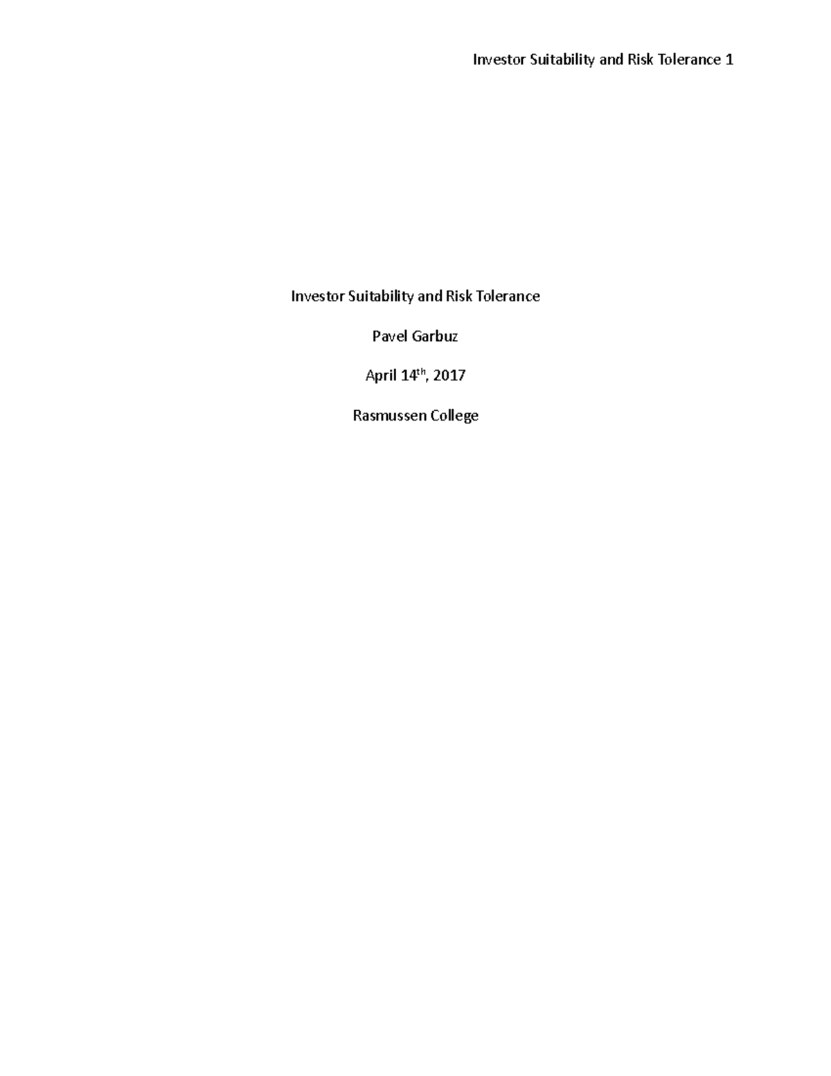 Module 02 Course Project - Investor Suitability and Risk Tolerance ...