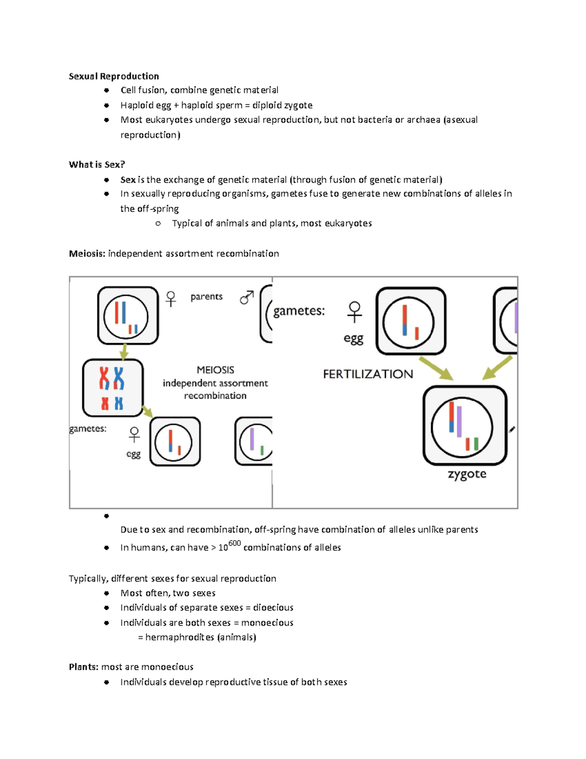 Cycle 7 - Sexual Reproduction Cell fusion, combine genetic material ...