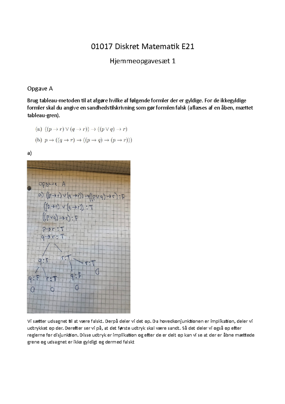 Diskret matematik hjemmeopgave 1 - DTU - Studocu
