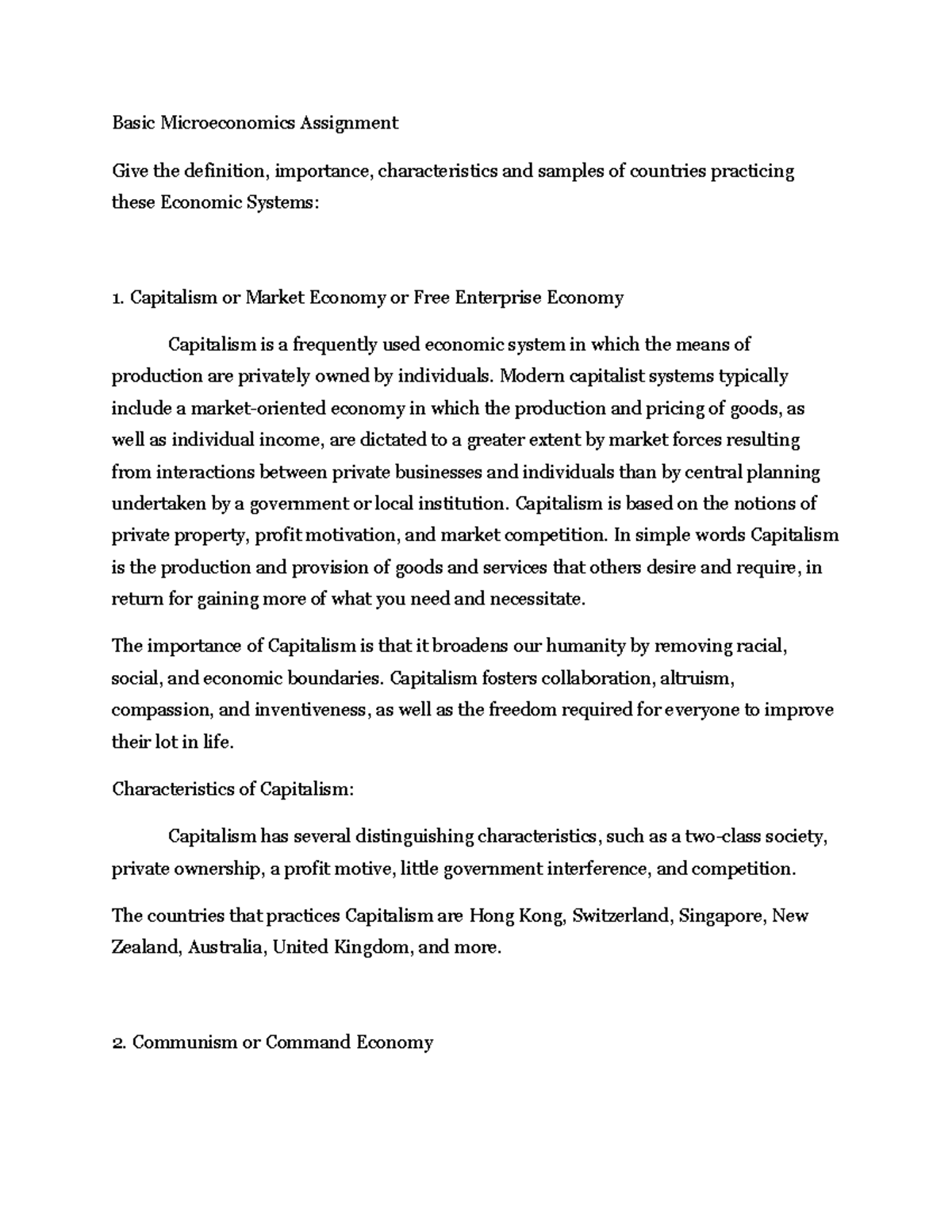 Basic Microeconomics Assignment 1 - Basic Microeconomics Assignment ...