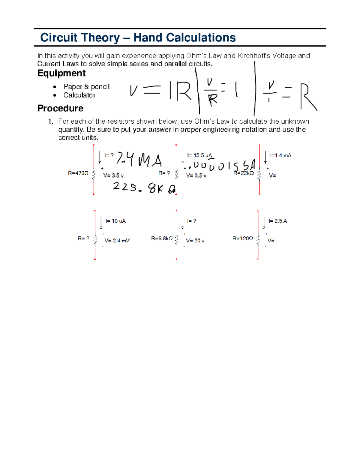 Circuit Theory Hand Calculations - Circuit Theory – Hand Calculations ...