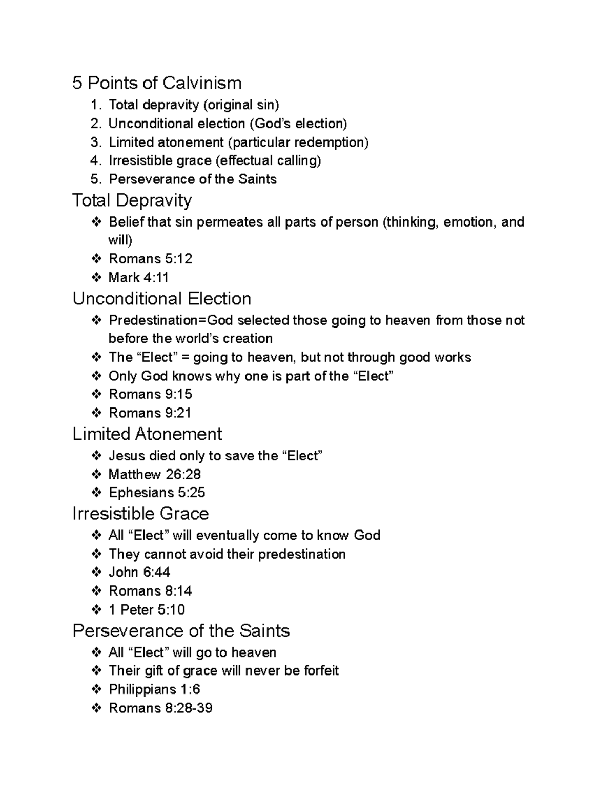 5 Points of Calvinism - 5 Points of Calvinism Total depravity (original sin) Unconditional ...