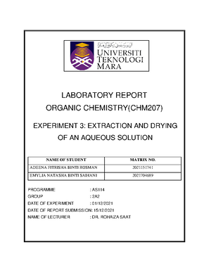 Lab Report 2- Recrystalization - CH 203 2. Recrystallization ...