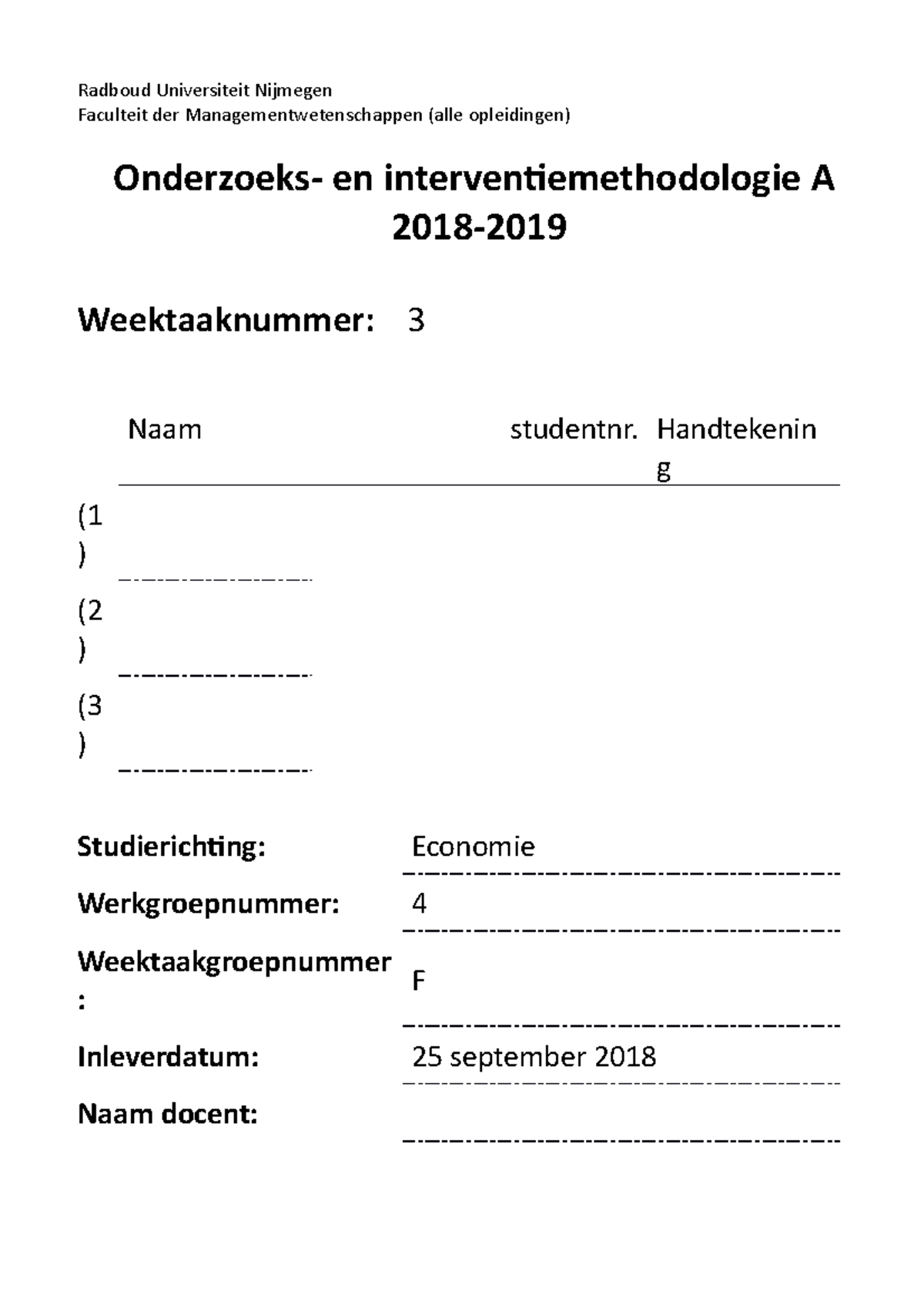Weektaak 3 compleet - Radboud Universiteit Nijmegen Faculteit der ...