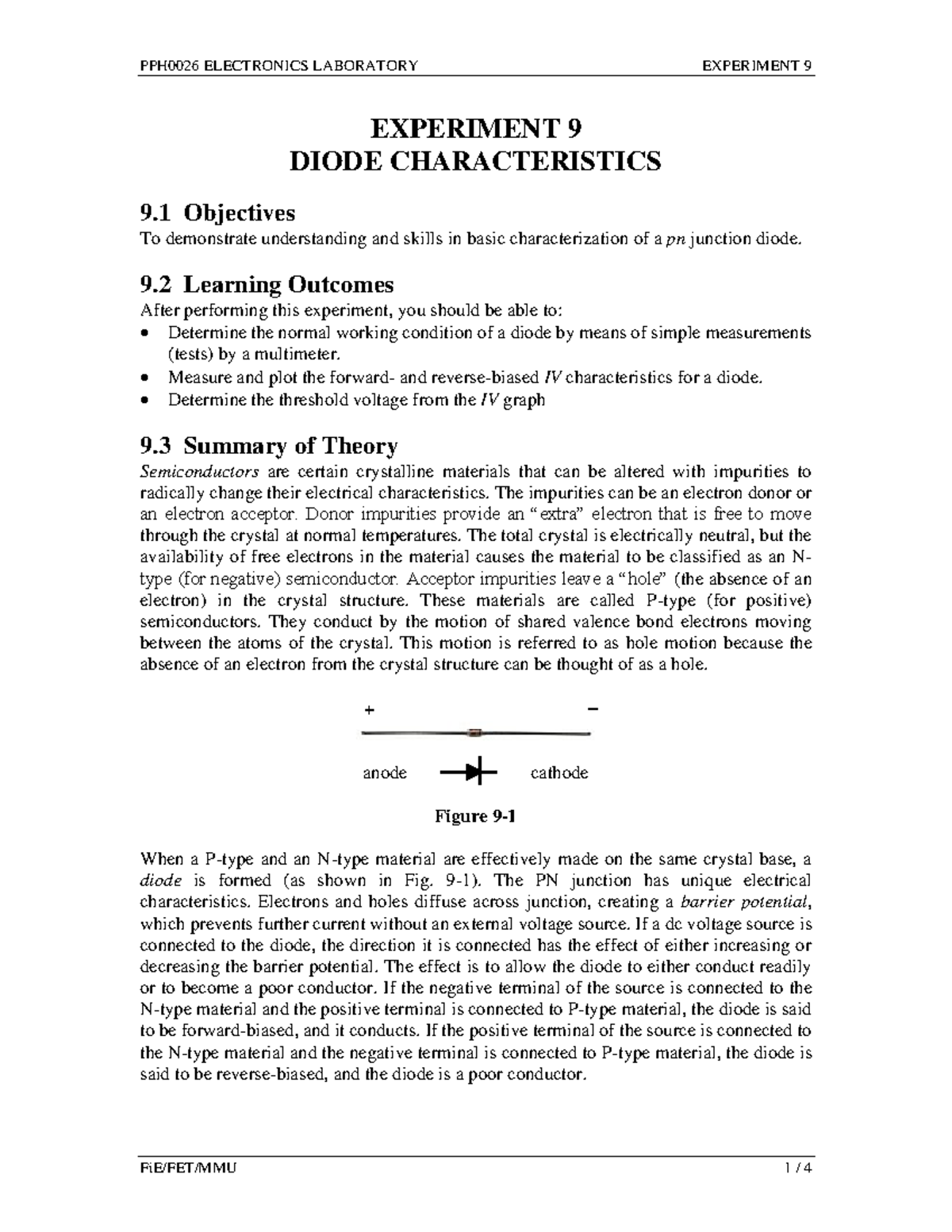 Manual E9 diode characteristics 2125 - EXPERIMENT 9 DIODE ...